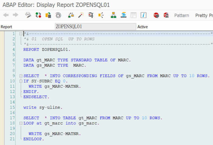OPEN SQL(01) UP TO ROWS :: gm