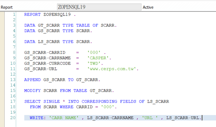 OPEN SQL(19) MODIFY :: gm