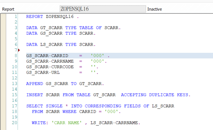Open Sql16 Insert From Gm 